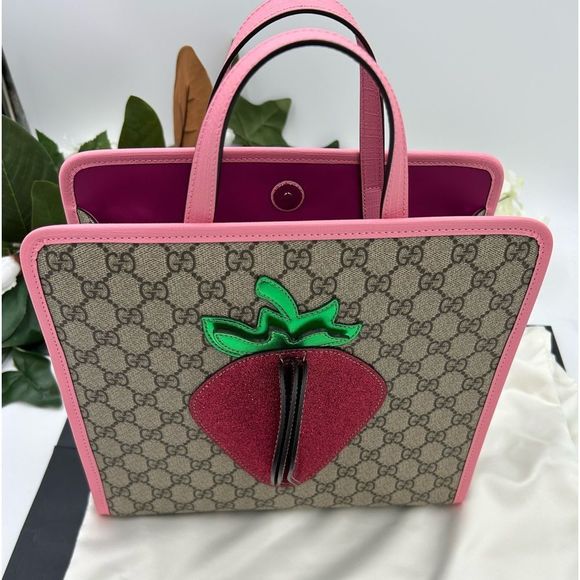 Gucci | Bags | Gucci 3dgg Supreme Strawberry Tote Made In Italy | Poshmark